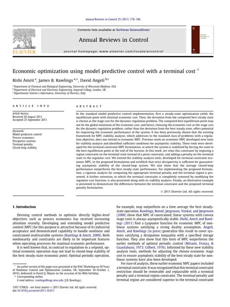 05 Annual Reviews In Control 2011 Mpc Pdf Mathematical
