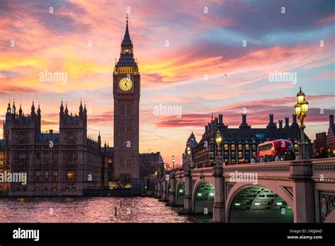 Westminster Abbey Big Ben Sunset London Stock Photo Alamy