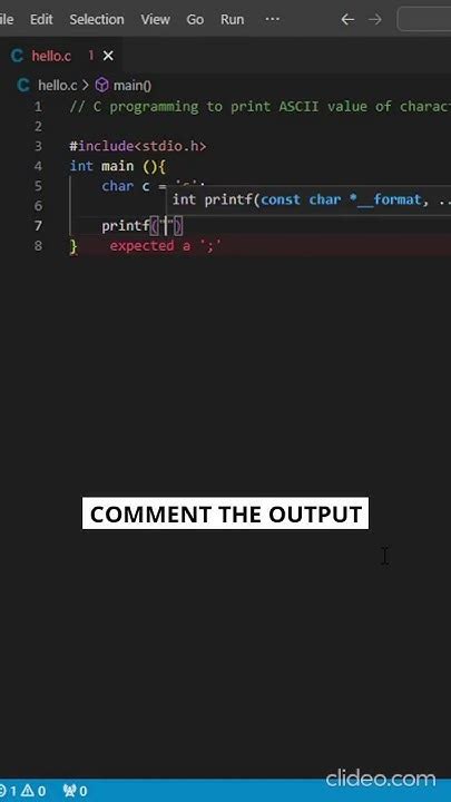 How To Print Ascii Value Of The Character C Youtube