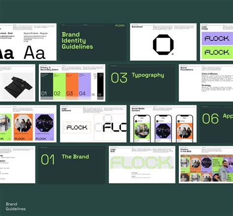Flock Brand Identity On Behance Brand Guidelines Book Brand