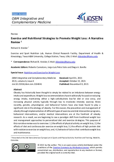 Pdf Personalized Exercise And Nutrition For Weight Loss