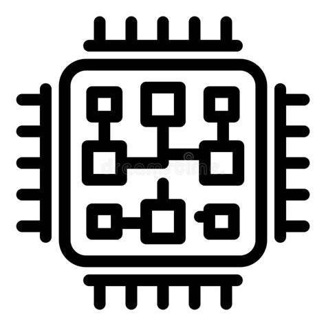 Electronic Microchip Scheme Icon Representing Semiconductor Technology Stock Vector
