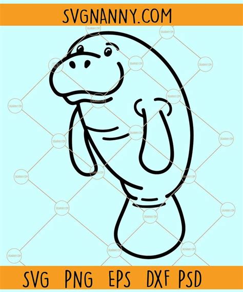 Manatee Svg File Manatee Svg Smiling Manatee Svg Cute Manatee Svg
