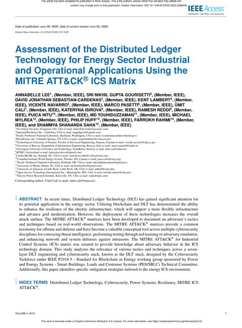 Pdf Assessment Of The Distributed Ledger Technology For Energy Sector Industrial And