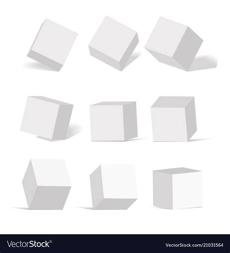 Cube Icon Set With Perspective 3d Model A Cube Vector Image