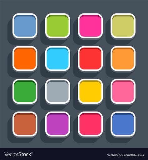 Flat Blank Web Button Square Icon With Shadow Vector Image