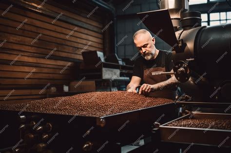 Premium Ai Image Enhancing Coffee Quality Expert Male Roaster