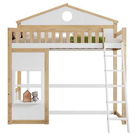 Modfu Kinderbett Hochbett Etagenbett Hausbett Einzelbett Jugendbett