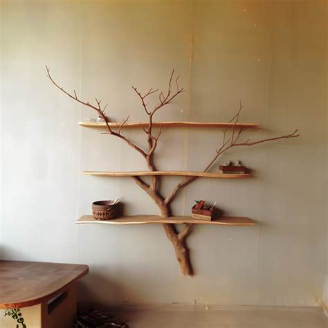 Tree Branch Floating Shelves Wall Mount Bookshelf Natural Wood Corner Shelf Home Decor Etsy