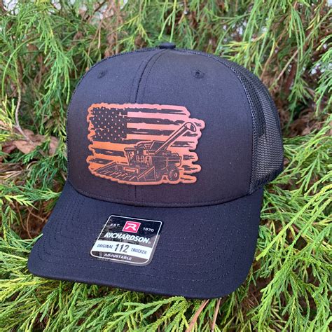 Leather Patch Hat Combine Hat American Flag Hat Trucker Cap Farm