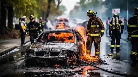 Premium Photo Car Crash Traffic Accident Paramedics And Firefighters