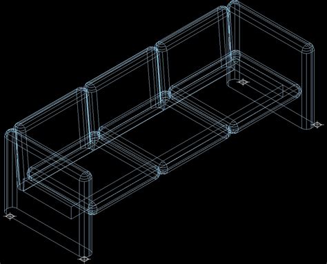Sofa Three Places 3d Dwg Model For Autocad • Designs Cad