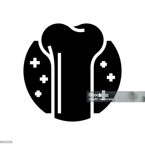 Healthy Bone Osteoporosis Symptom Glyph Icon Vector Illustration Stock