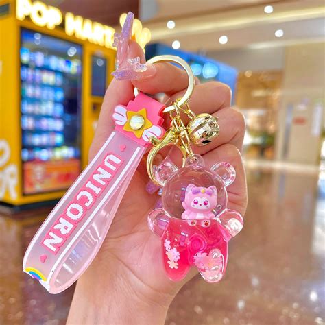 Pink Bear Keychain With Cat Teemway Ts