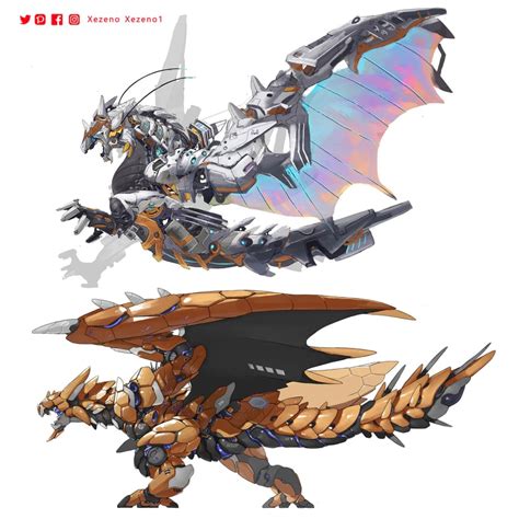 Silver Rathalos And Gold Rathian Monster Hunter Drawn By Xezeno