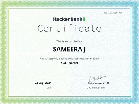 Sameera J On Linkedin Sql Hackerrank