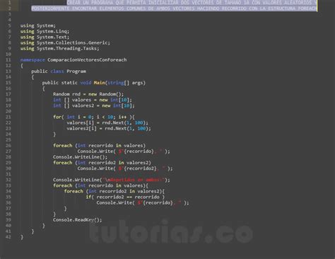 Arrays VisualStudio C Comparacion De Vectores Con Foreach Tutorias Co