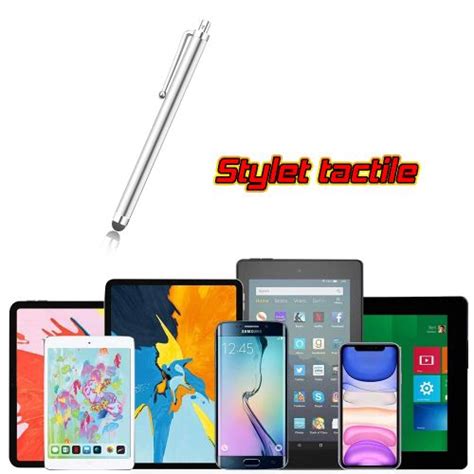 Stylet écran Stylo Tactile Universel Pour Ipad Iphone Tablette Pc Smartphone Gris Fiche