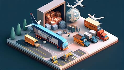 Diorama isométrique d un concept de logistique et de transport Image