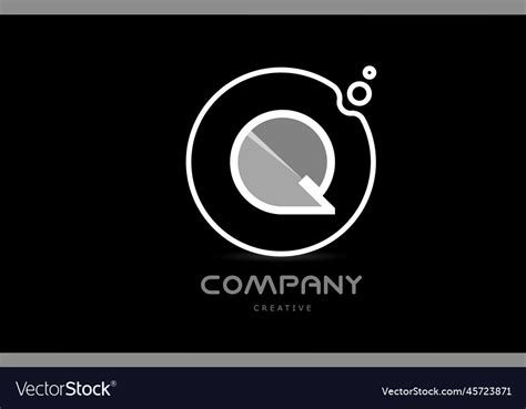 Black And White Q Geometric Alphabet Letter Logo Vector Image