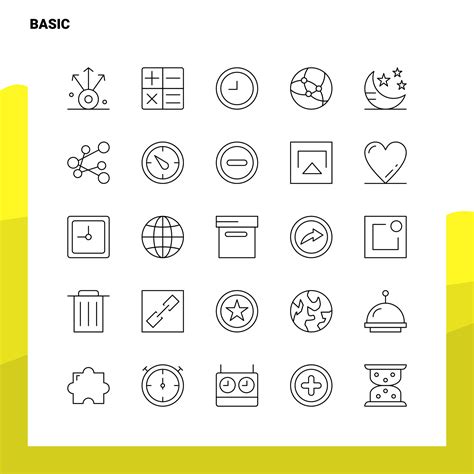 Set Of Basic Line Icon Set 25 Icons Vector Minimalism Style Design Black Icons Set Linear