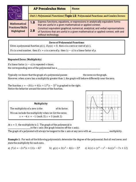 Notes 15 16 Pdf Zero Of A Function Polynomial