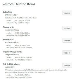 Restoring Deleted Content Canvas Montclair State University