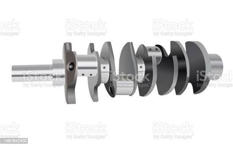 크롬 벡터 일러스트레이션이 있는 현실적인 엔진 크랭크축 3차원 형태에 대한 스톡 벡터 아트 및 기타 이미지 3차원 형태 강철 공학 Istock