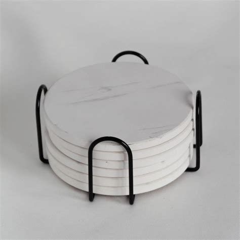 Set De 6 Dessous De Verre En Céramique Effet Marbre