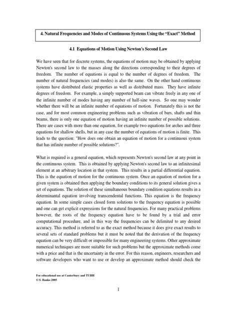 Longitudinal Vibration Bars Pdf Normal Mode Equations Of Motion