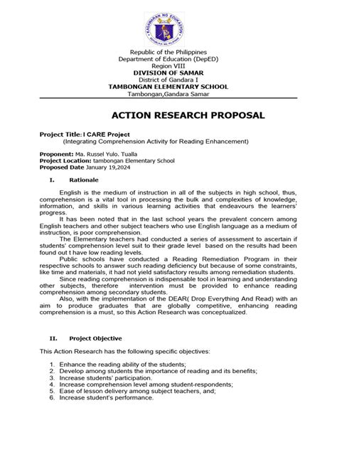 Action Research Project Proposal Ma Russel Y Tualla Pdf