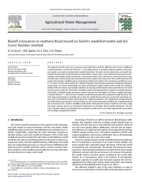 pdf runoff estimation in southern brazil based on smith s modified