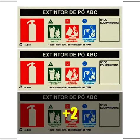 Combo 5 Placas Extintor Pó Abc Fotoluminescente E6 B F7e Mercadolivre