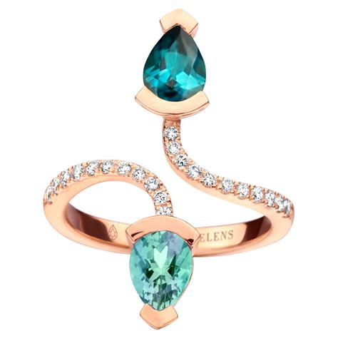 0 70ct Mint Tourmaline And 0 78ct Tanzanite 18k Rose Gold Diamond
