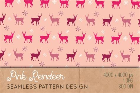 Pink Reindeer Pattern Design Seamless Graphic By Papierquarell
