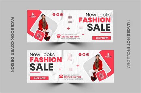 Fashion Sale обложка Facebook шаблон дизайна баннера Премиум векторы