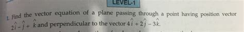 Level 1 Find The Vector Equation Of A Plane Passing Through A Point