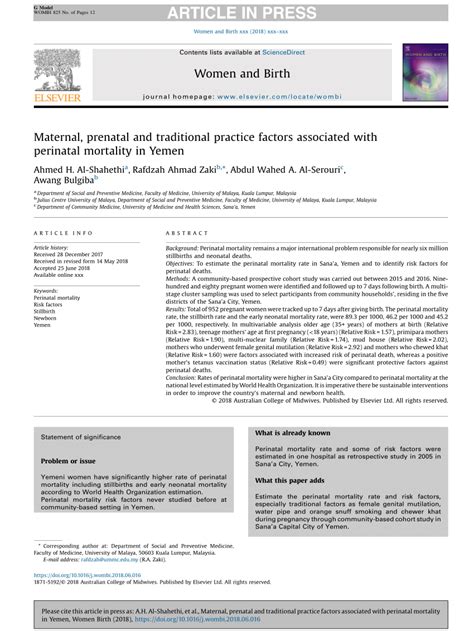 Pdf Maternal Prenatal And Traditional Practice Factors Associated