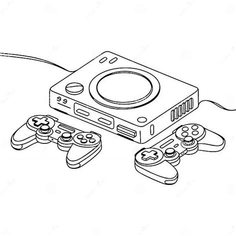 Retro Video Game Console And Controllers Vector Illustration For Nostalgic Gaming Stock