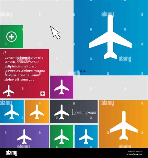 Plane Icon Sign Buttons Modern Interface Website Buttons With Cursor Pointer Vector