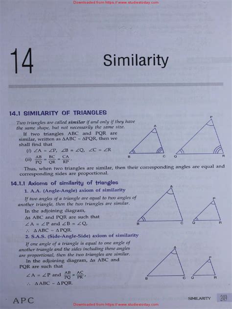 Icse Class 10 Maths Chapter 14 Similarity Pdf