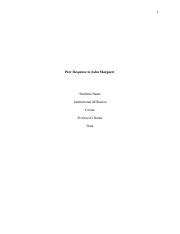 Peer Response To Ashu Margaret Docx Peer Response To Ashu Margaret Students Name