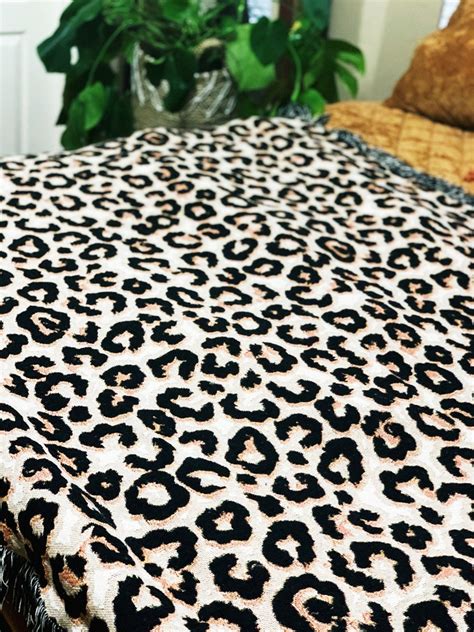 Leopard Print Oversized Throw Blanket Leopard Pattern Woven Etsy