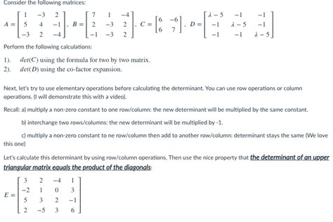 Solved Consider The Following Matrices Chegg