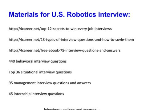 Us Robotics Interview Questions And Answers Ppt