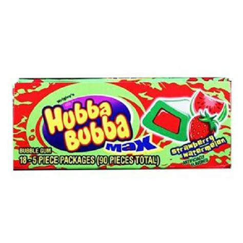 Hubba Bubba Max Strawberry Watermelon Bubble Gum 5 Piece Pack Of 18