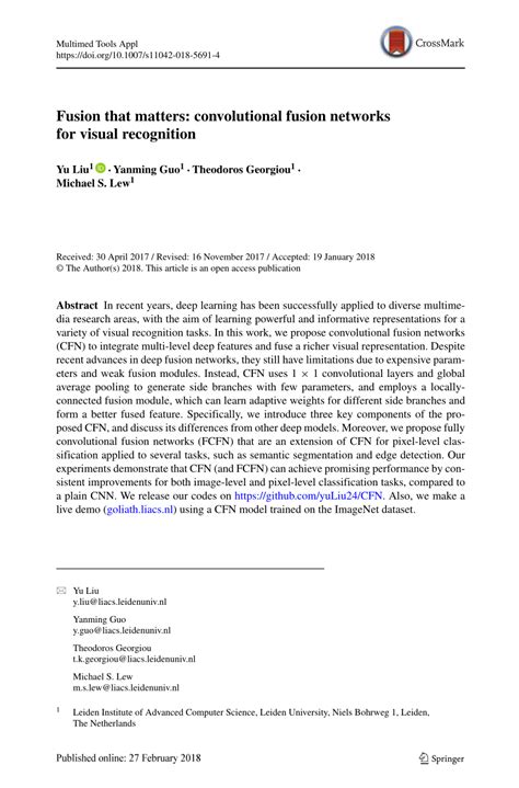 Pdf Fusion That Matters Convolutional Fusion Networks For Visual