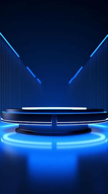 Premium Ai Image A Close Up Of A Round Table With A Blue Light