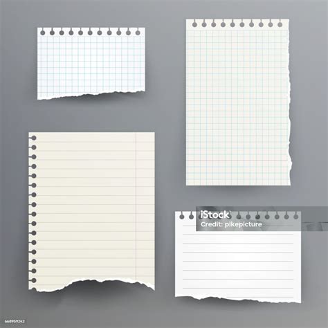 찢어진된 가장자리 벡터 일러스트와 함께 노트북 간입니다 찢어진 종이 페이지 세트 빈 손상 립 종이 종이에 대한 스톡 벡터 아트 및 기타 이미지 Istock