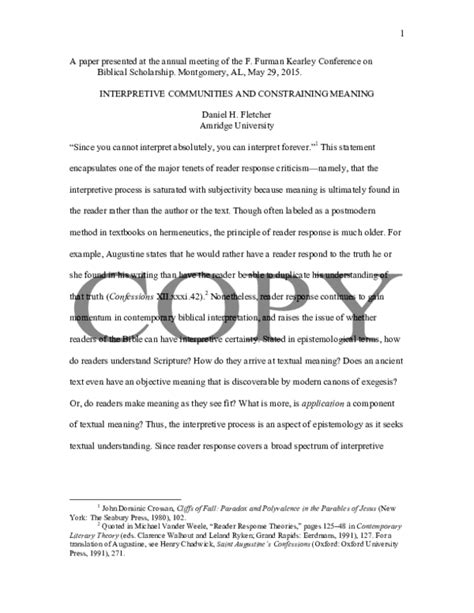 Pdf Interpretive Communities And Constraining Meaning Paper